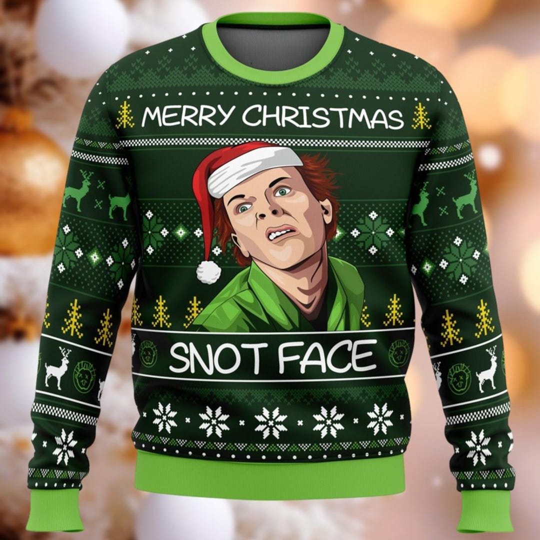 Snot Face Drop Dead Fred Christmas Ugly Sweater, Funny Movie Xmas ...