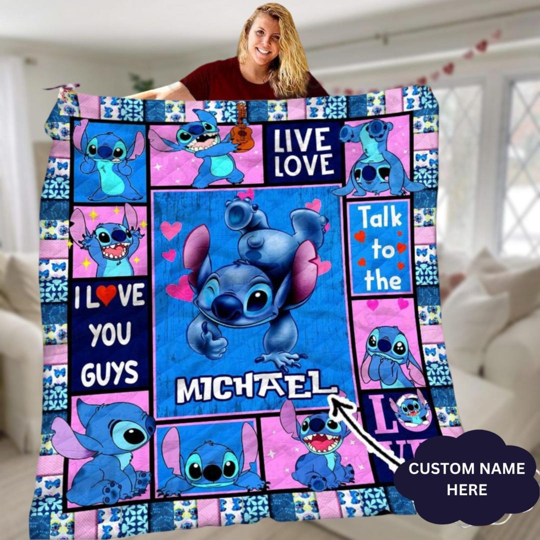 Custom Stitch Quilt, Disney Lilo and Stitch Quilt, Disneyland Valentine ...