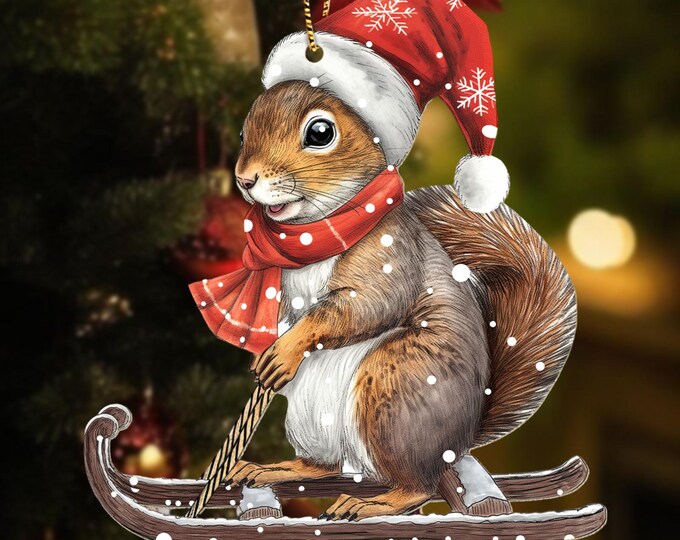 Squirrel Christmas Ornament, 3D Inspired Ceramic Ornament, Cute Santa ...