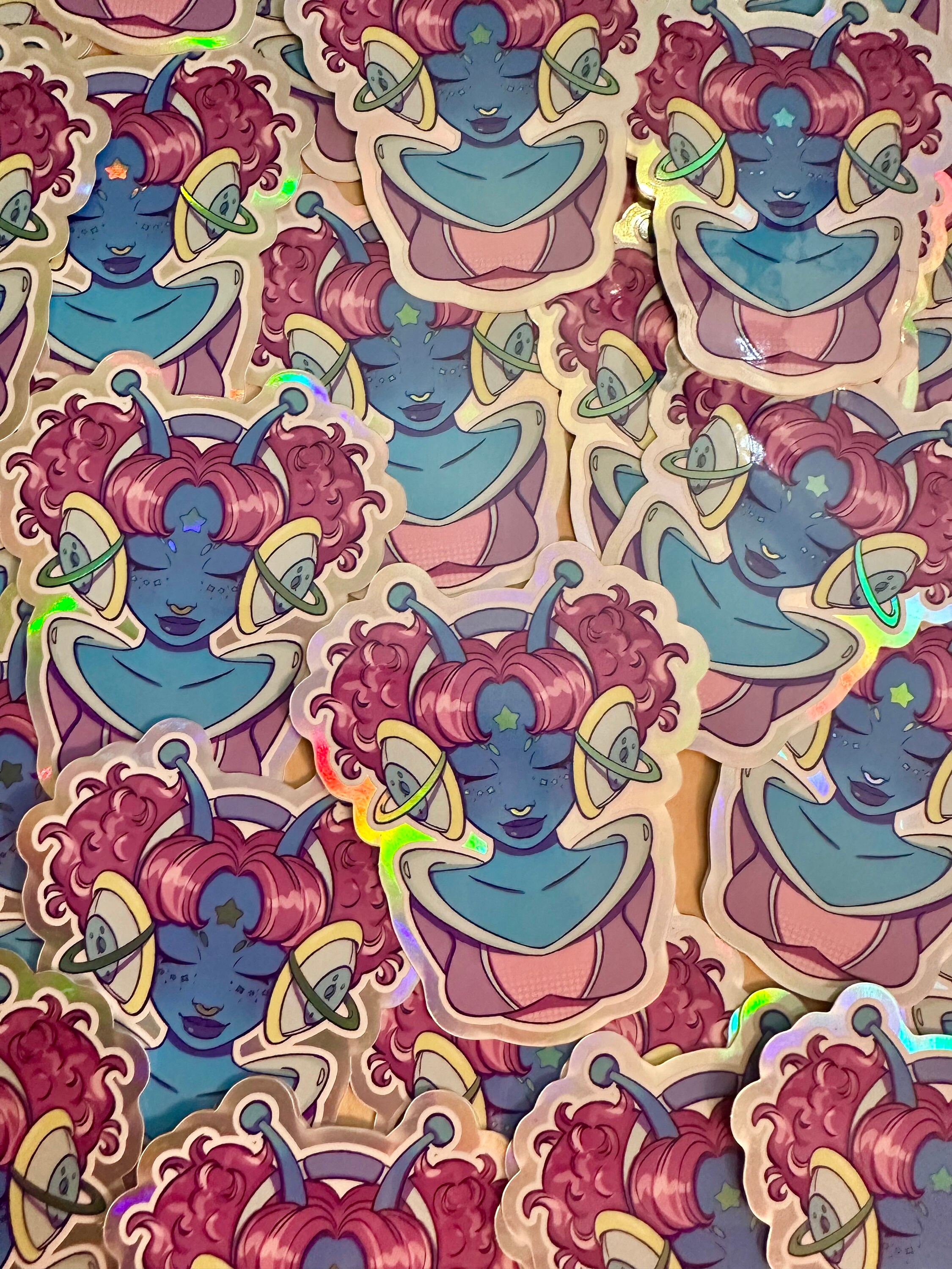 Galaxy Alien Girl Sticker - Etsy