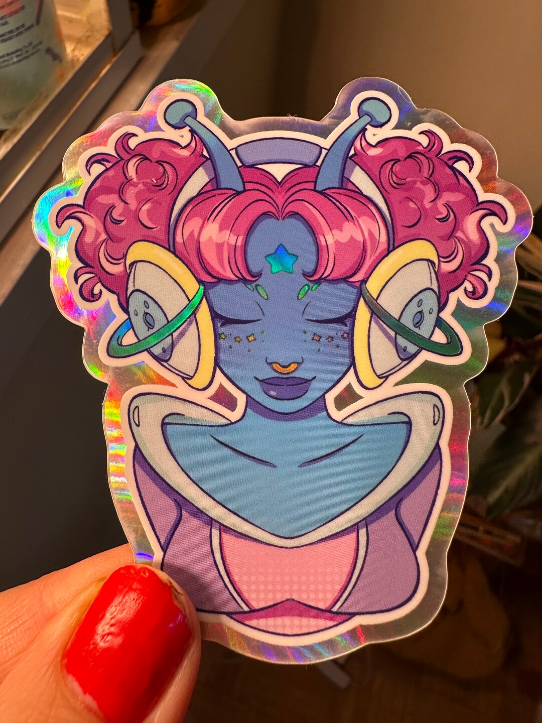 Galaxy Alien Girl Sticker - Etsy