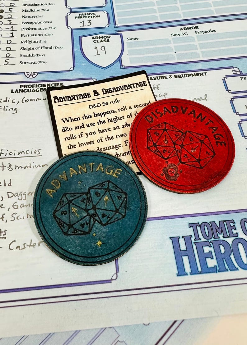 Leather Tokens for Dnd 5e - Advantage & Disadvantage Markers - Handmade Rpg Accessories - Etsy