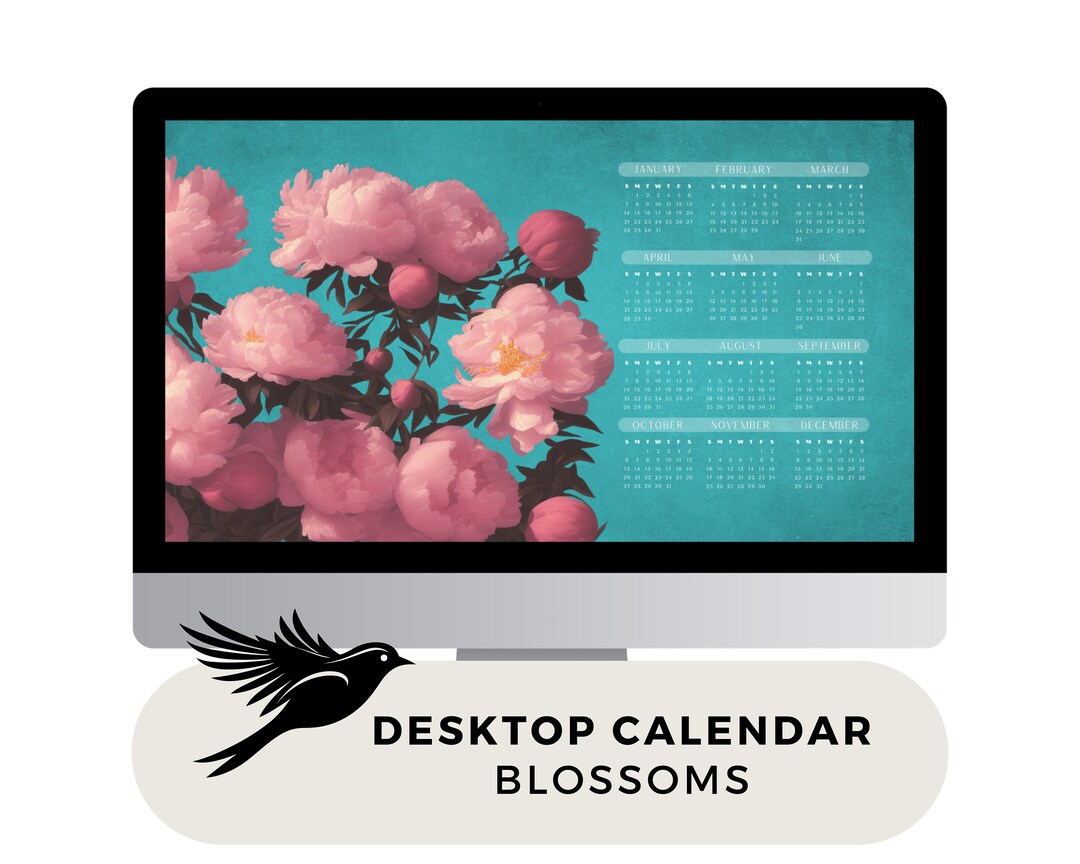 Blossoms Calendar Plus Matching Desktop Icons Ett - Etsy