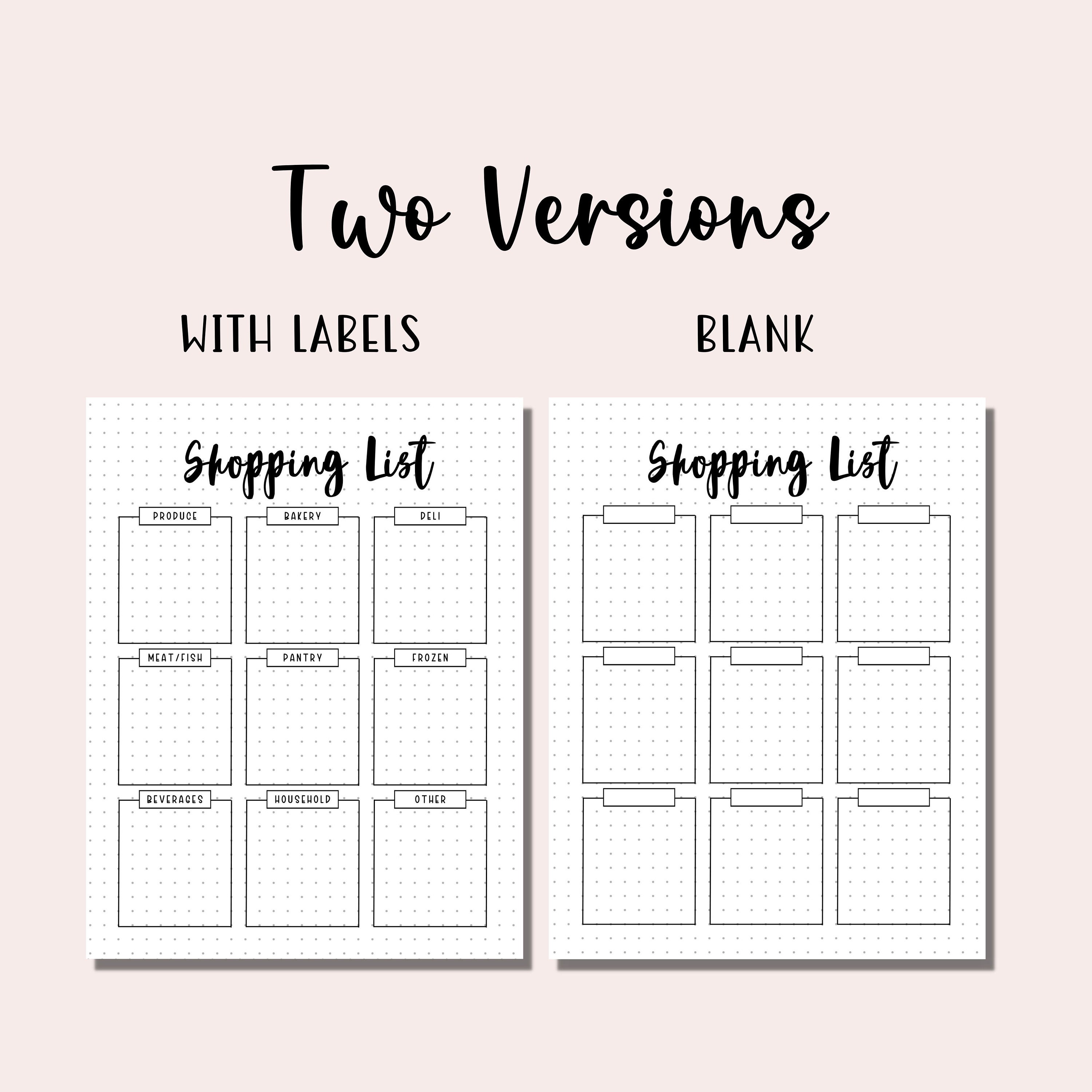 Grocery List Printable / Shopping List Template / Meal Planner / Food ...