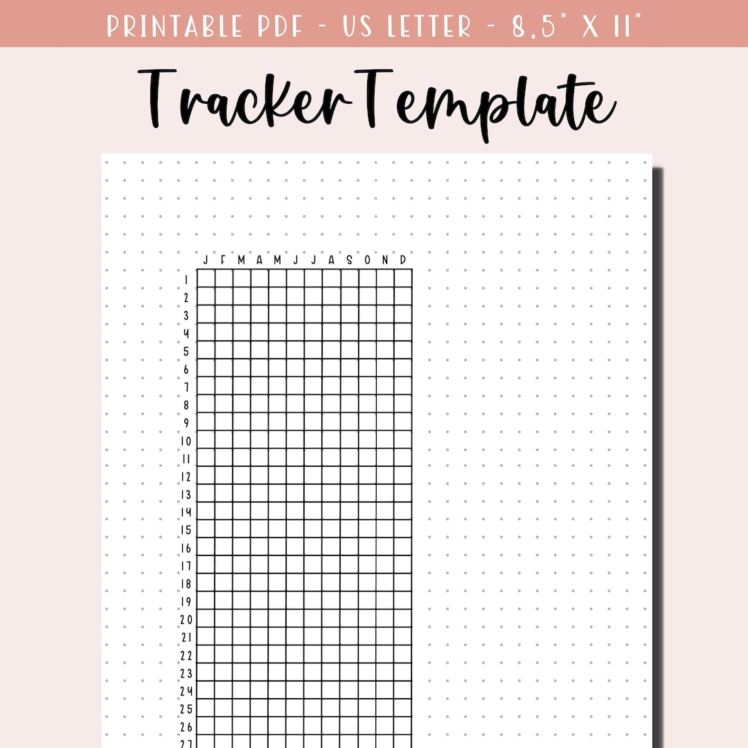 New Printable Yearly Tracker Template / Bullet Journal Page / Blank ...