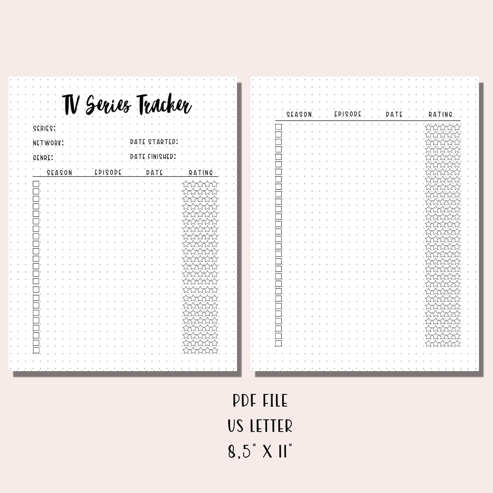 TV Series Tracker Printable / Series to Watch Bullet Journal Page ...