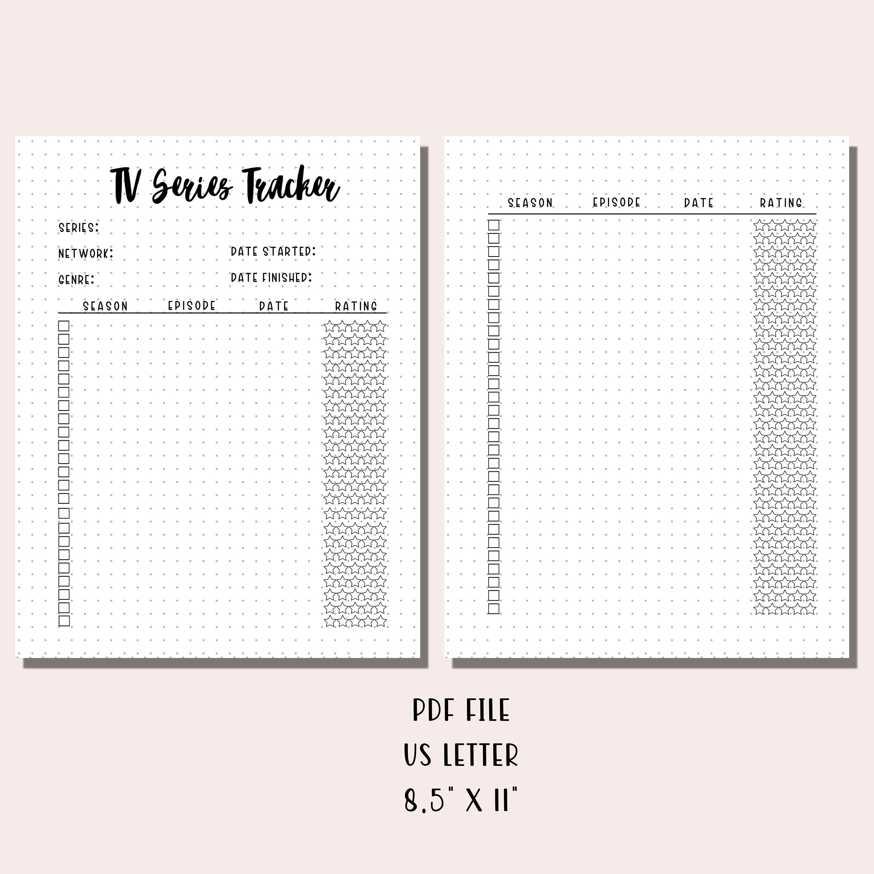 TV Series Tracker Printable / Series to Watch Bullet Journal Page ...