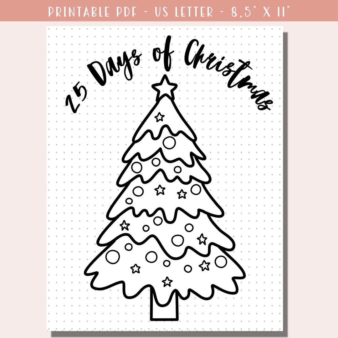 25 Days of Christmas Printable Coloring Page, A5 Journal Insert ...