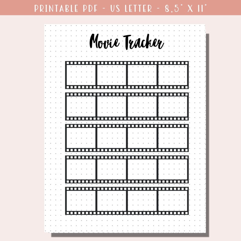 Movie Tracker Printable / Movies Watched Bullet Journal Page Printable ...