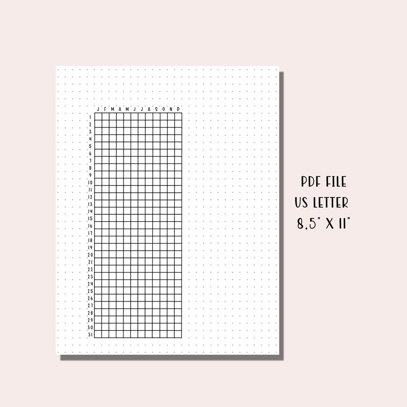New Printable Yearly Tracker Template / Bullet Journal Page / Blank ...