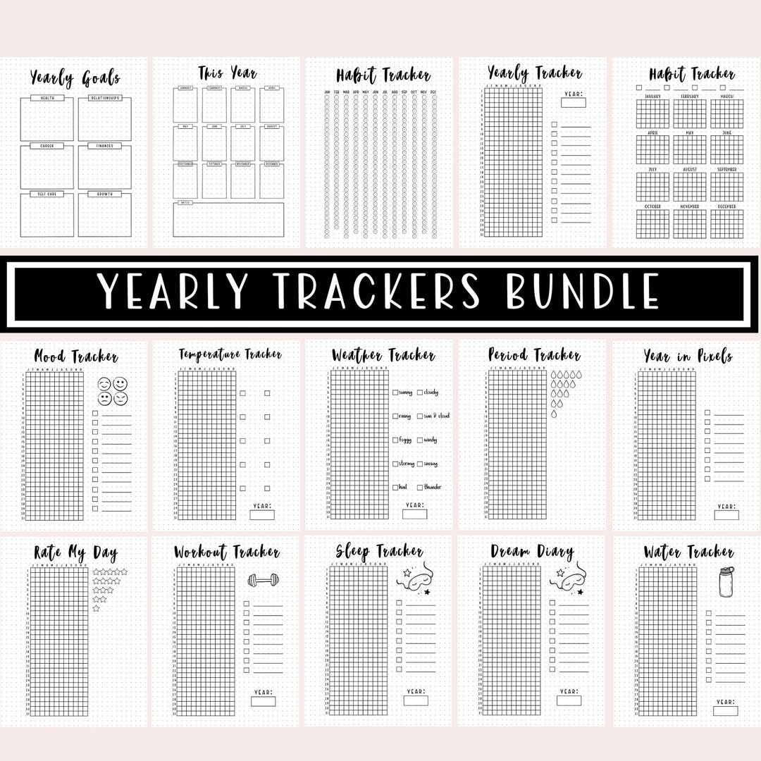 2024 Yearly Trackers Bundle Printable / A5 Planner Pages Bundle ...