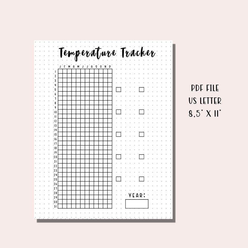 Yearly Temperature Tracker Printable / Annual Temperature Log / Weather ...