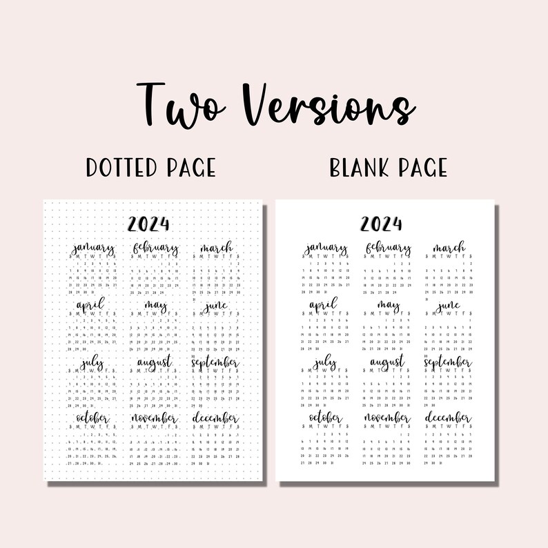 2024 Calendar Printable Planner 2024 / Dotted Bullet Journal Page ...