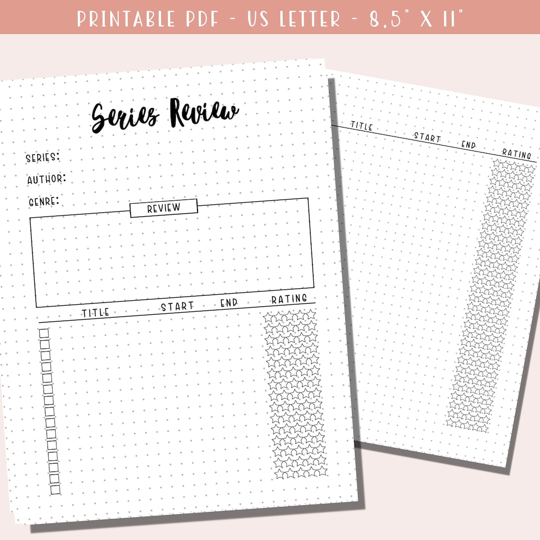 Series Review Printable / Book Review / Reading Journal / Book Journal ...
