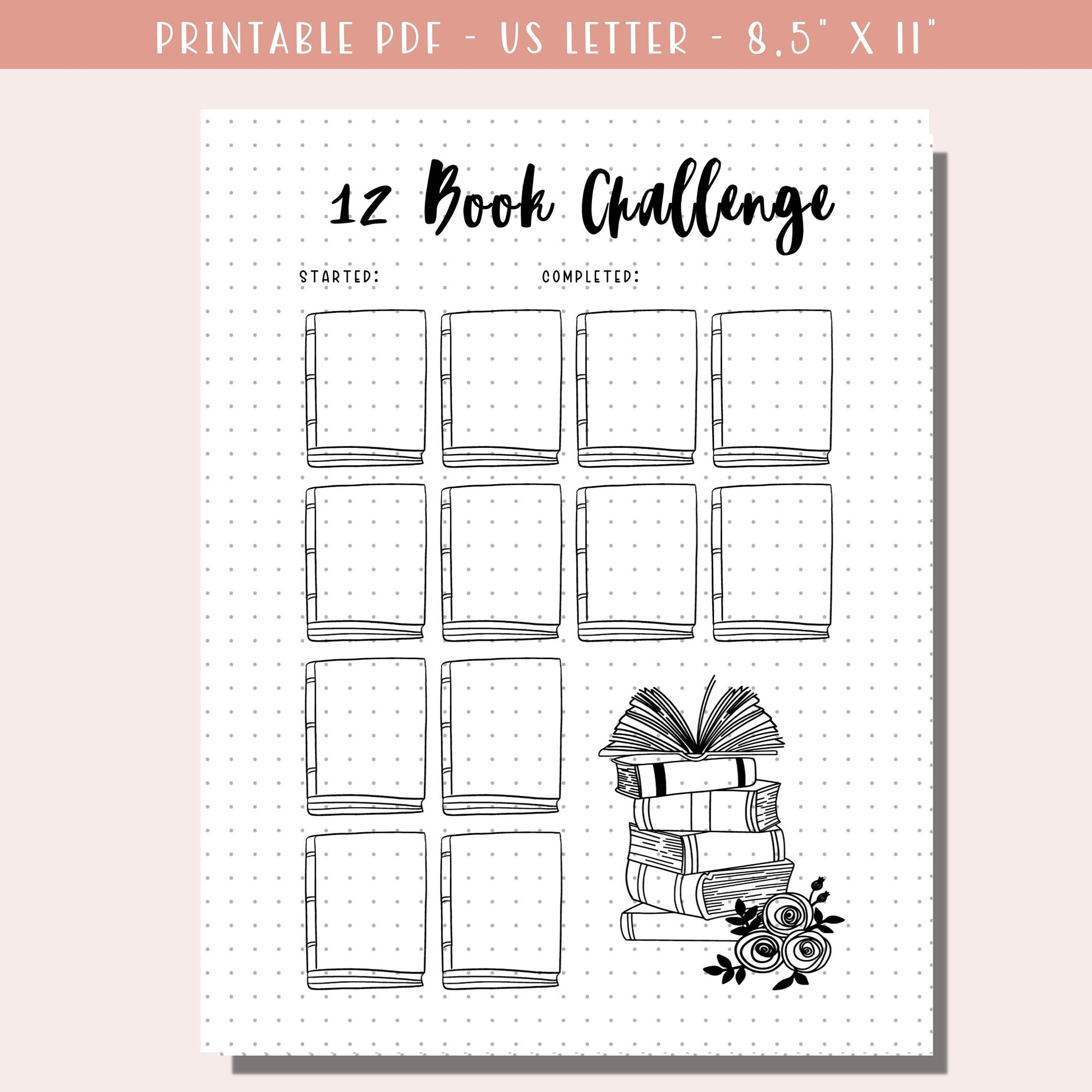 12 Months Book Challenge Printable / Reading Challenge Tracker / Book ...