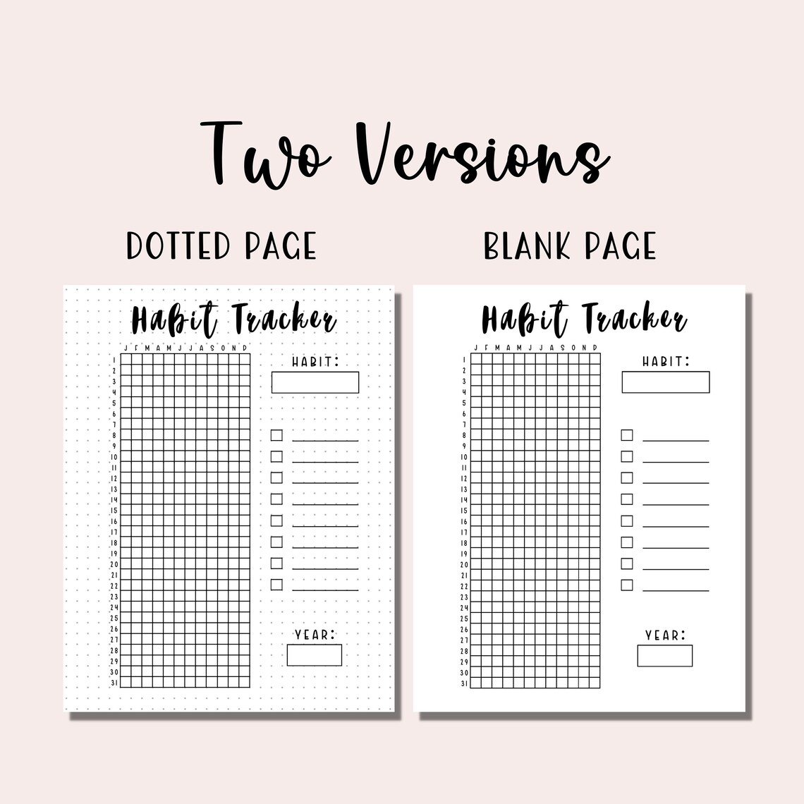 Printable Habit Tracker / Bullet Journal Yearly Tracker / A Year in ...