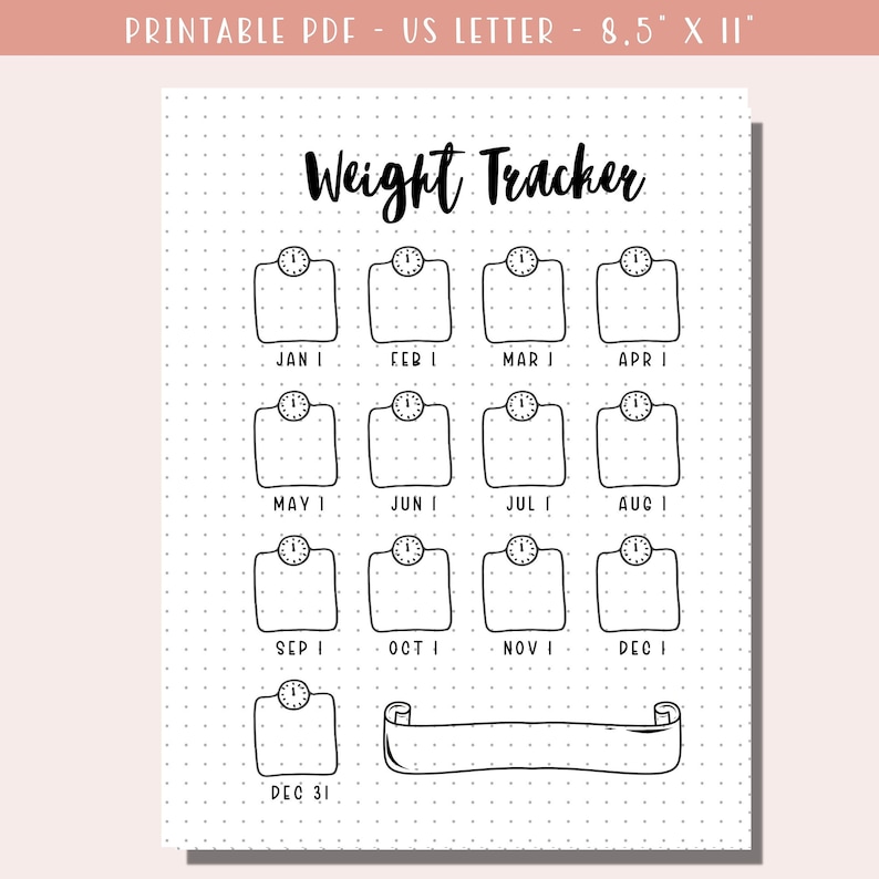 Monthly Weight Loss Tracker Printable / Goal Tracker / Pounds Lost ...