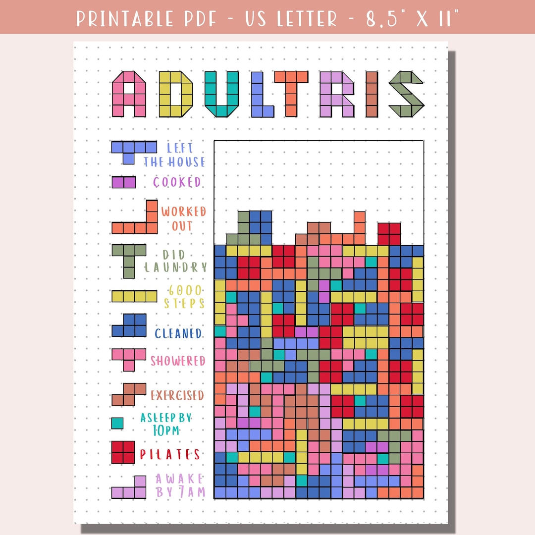 Adultris Tracker Printable / Tetris Habit Tracker Adulting Tracker / A5 ...
