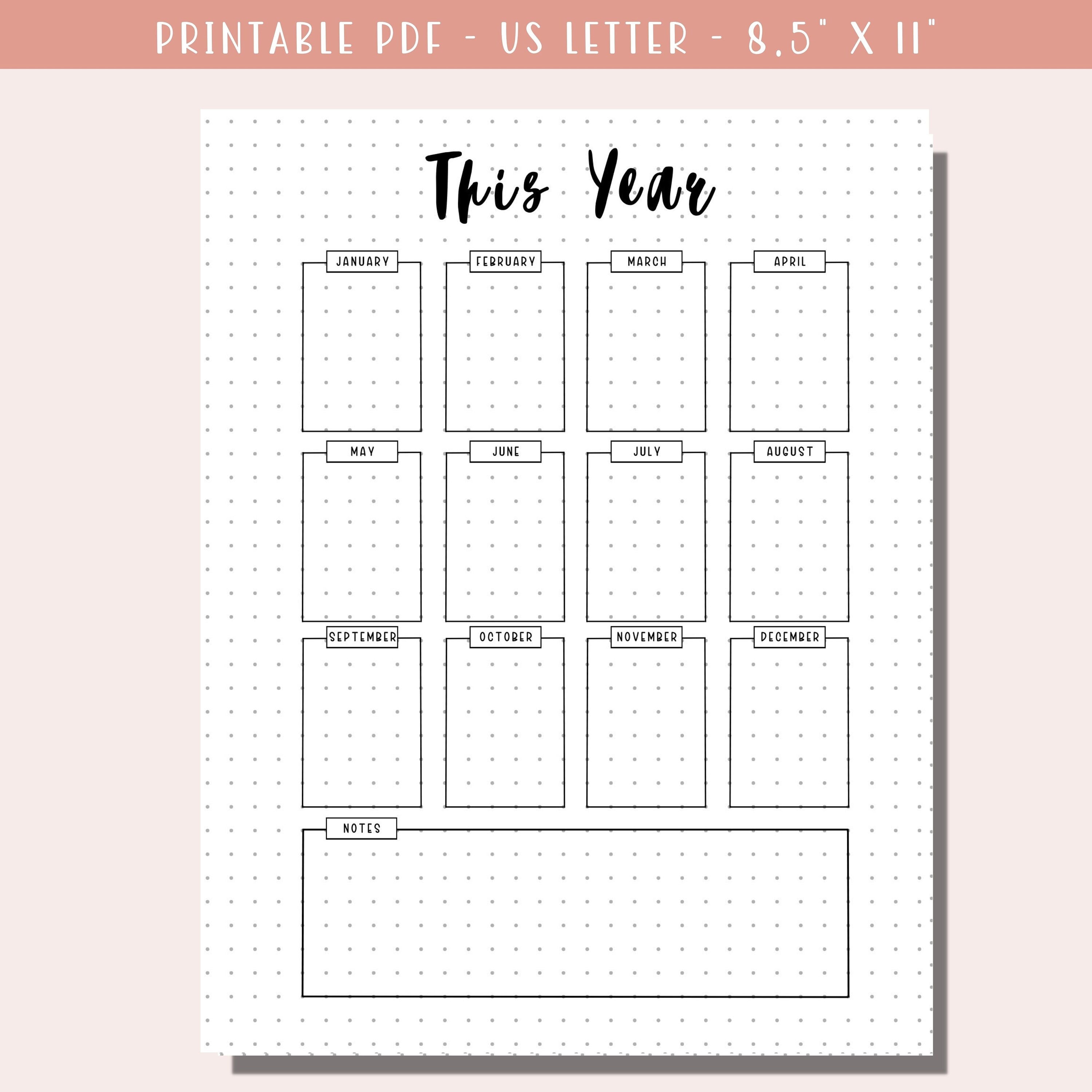 Year at A Glance Printable / Annual Planner Page / Planner 2025 ...