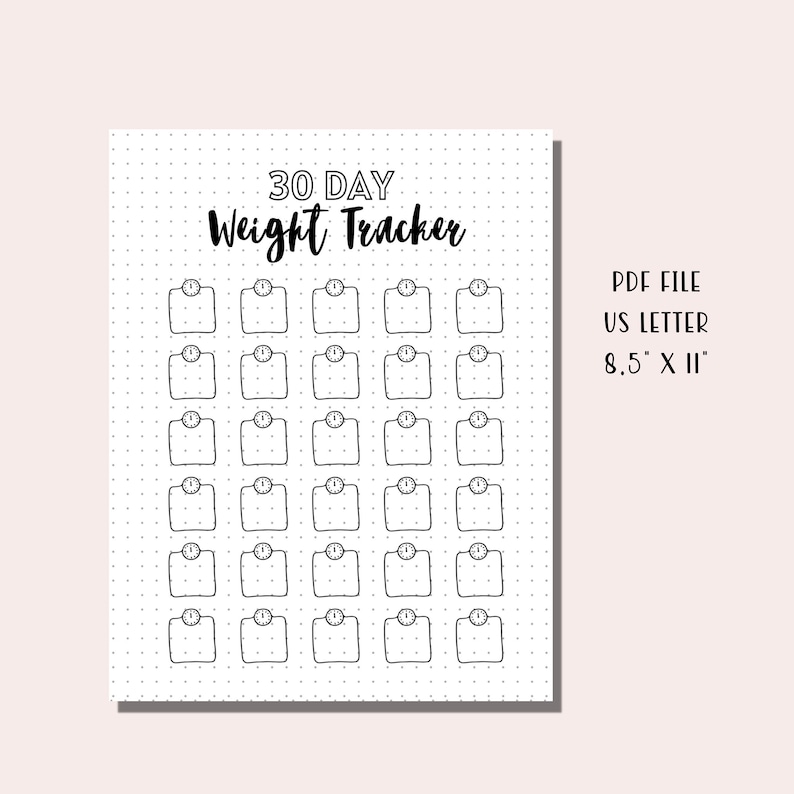 30 Day Weight Loss Tracker Printable / Goal Tracker / Pounds Lost ...