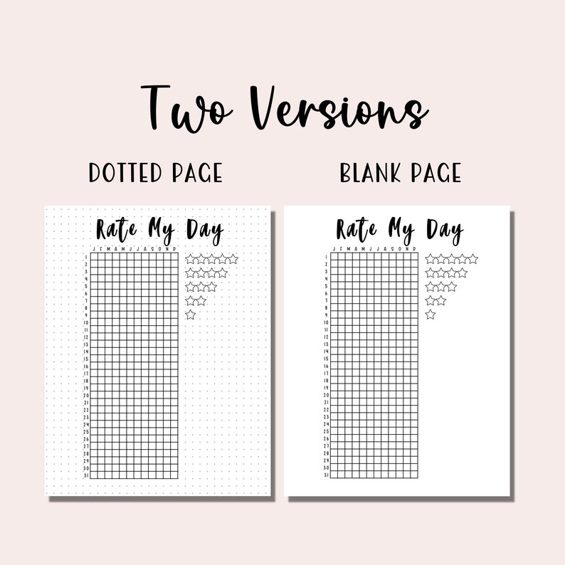 Rate My Day Printable / Daily Mood Tracker Printable / Mood in Pixels ...