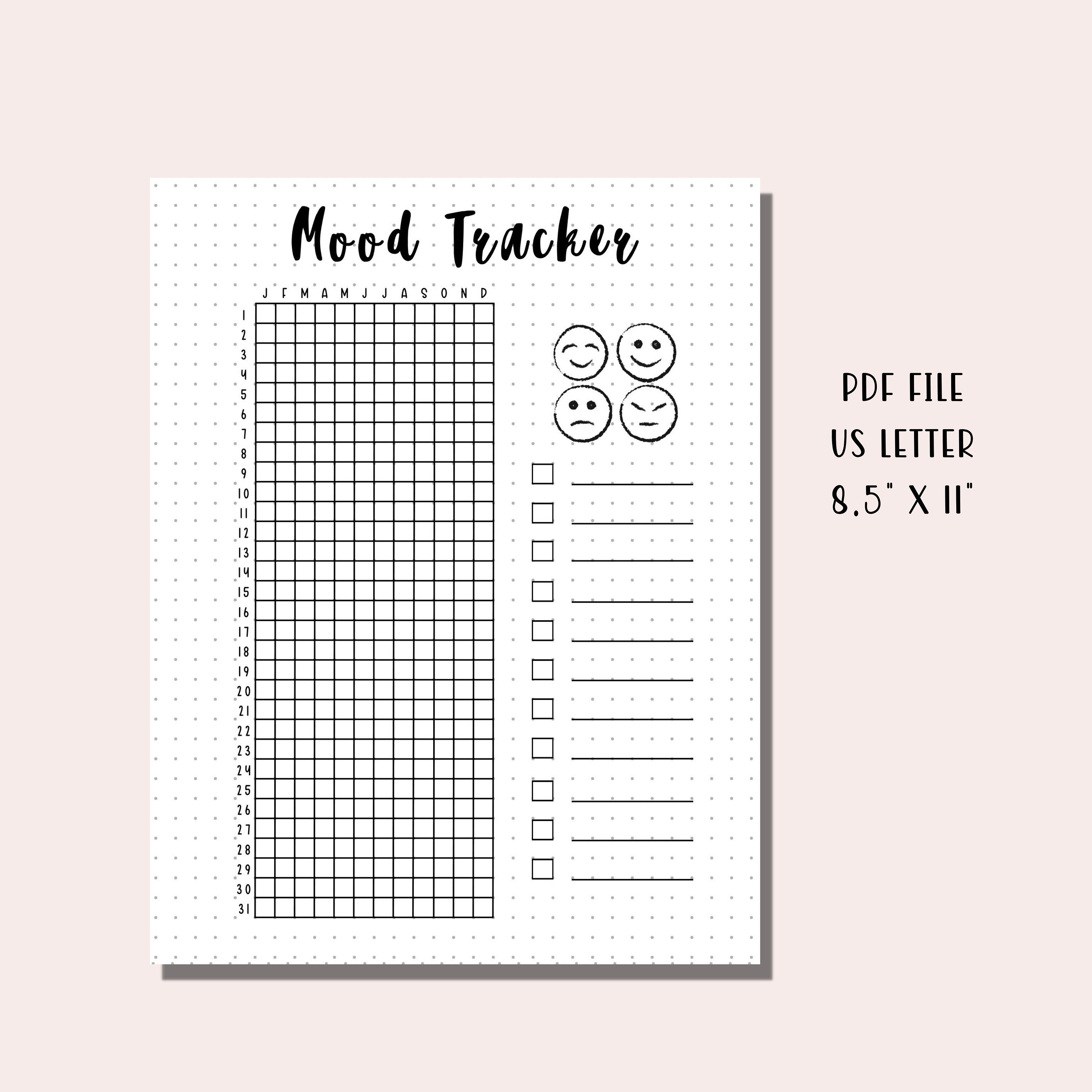 Mood Tracker Printable / Mood in Pixels / Daily Mood Tracker Template ...