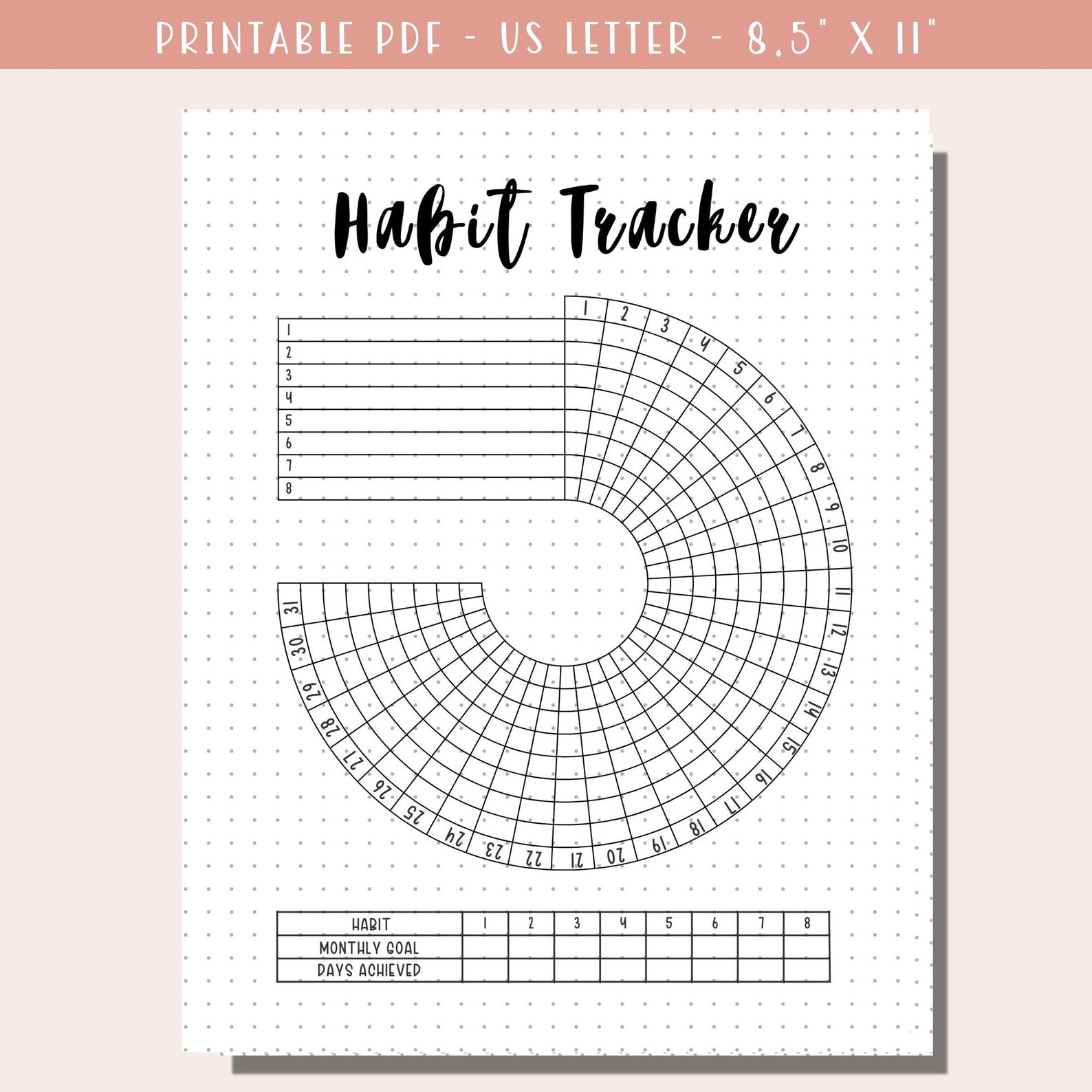 Circle Habit Tracker Printable / Monthly Goal Tracker / Daily Planner ...