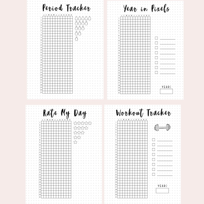 2025 Yearly Trackers Bundle Printable / A5 Planner Pages Bundle ...
