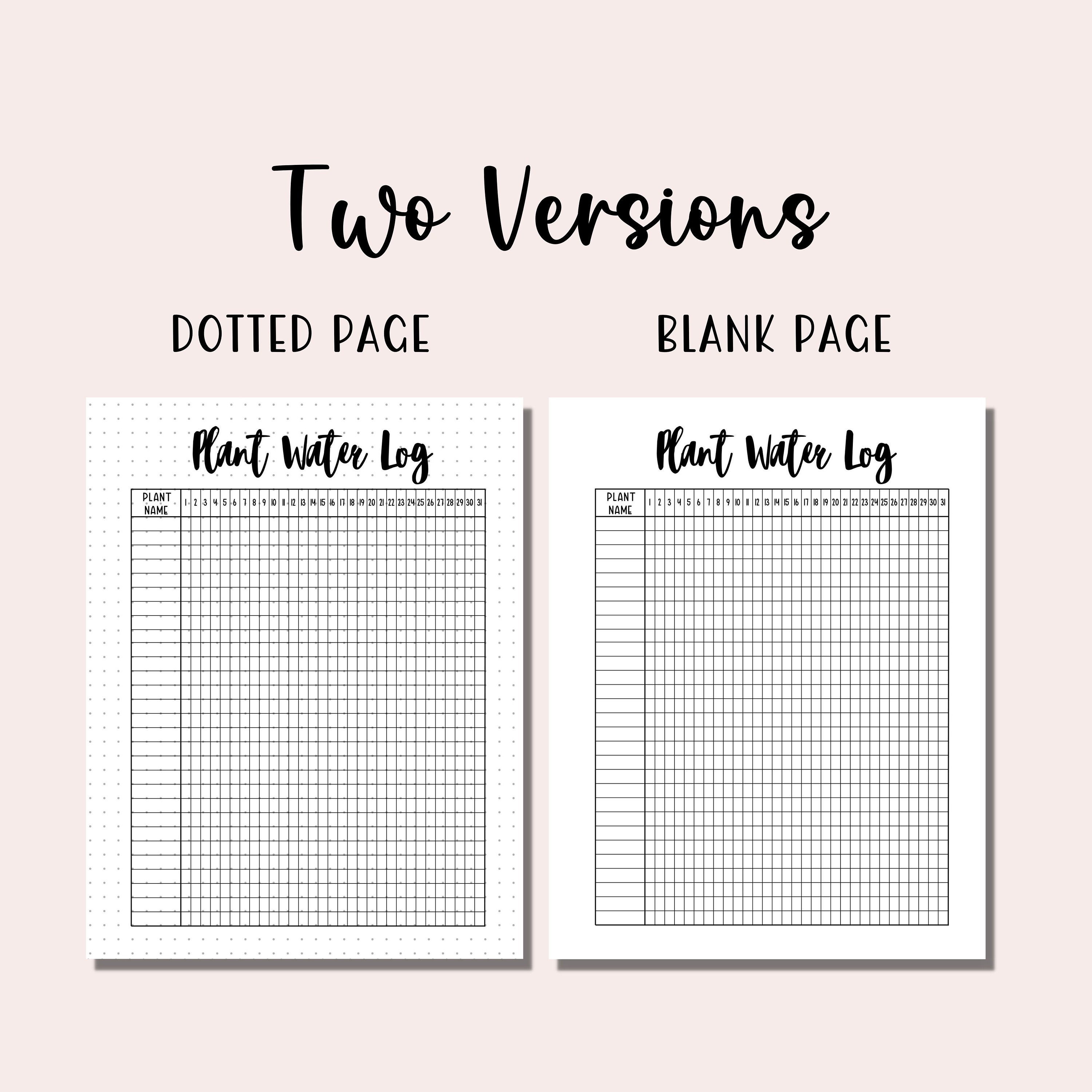 Plant Water Log Printable/ Plant Care Guide/ Plant Planner/ Water ...
