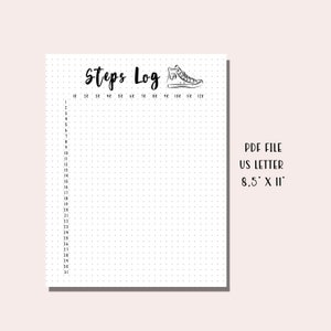 Daily Steps Log Printable / Steps Tracker / Fitness Planner / Monthly ...