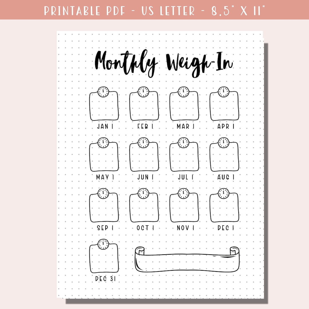 Monthly Weigh/in Printable / Weight Loss Tracker / Goal Tracker ...