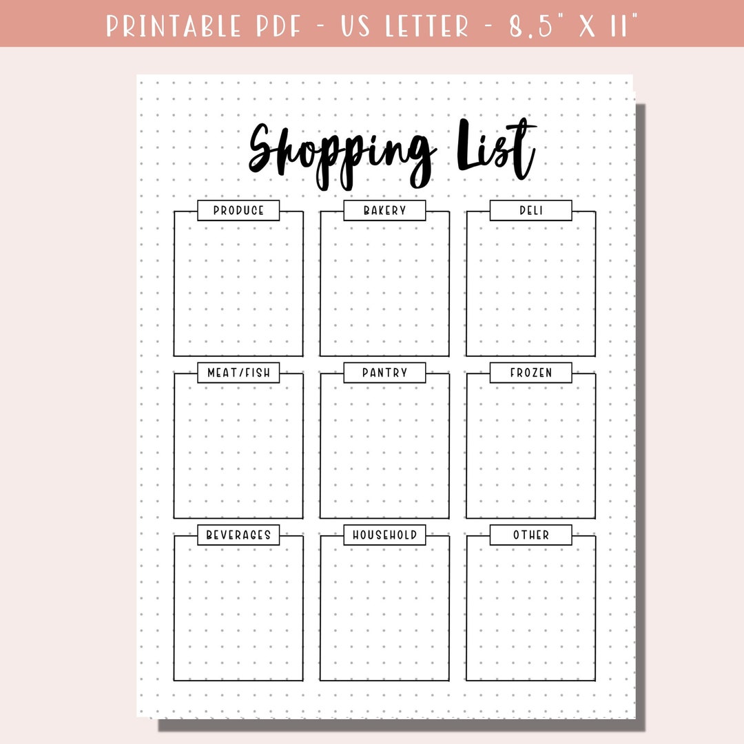 Grocery List Printable / Shopping List Template / Meal Planner / Food ...