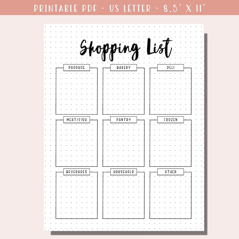 Grocery List Printable / Shopping List Template / Meal Planner / Food ...