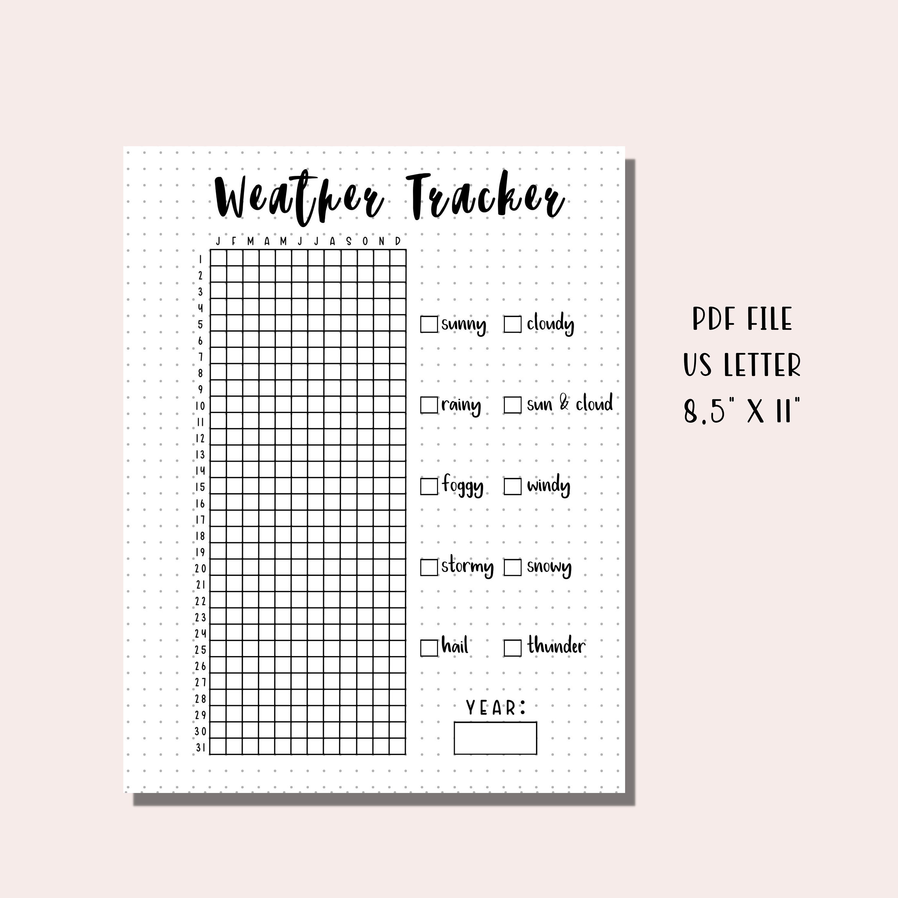 Yearly Weather Tracker Printable / Annual Weather Tracker / Daily ...