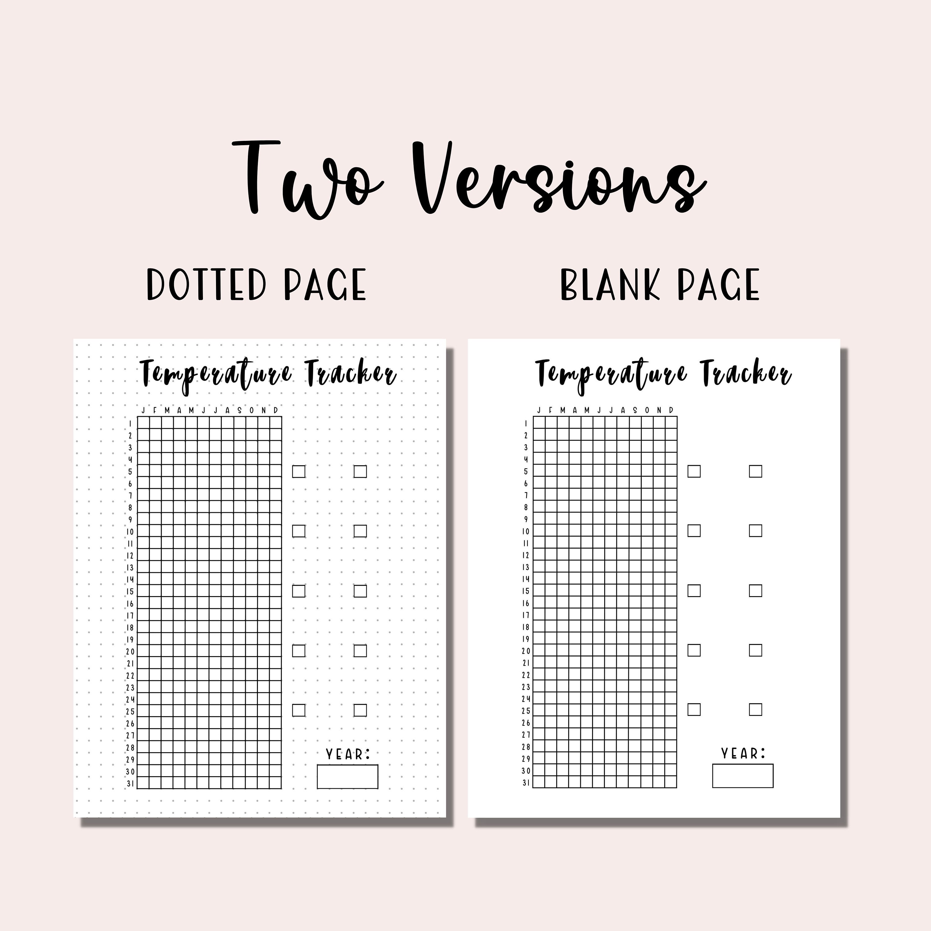 Yearly Temperature Tracker Printable / Annual Temperature Log / Weather ...