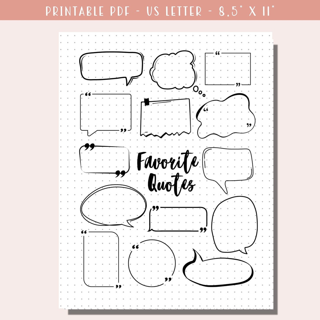 Favorite Quotes Bullet Journal Page Printable / Reading Journal / Book ...