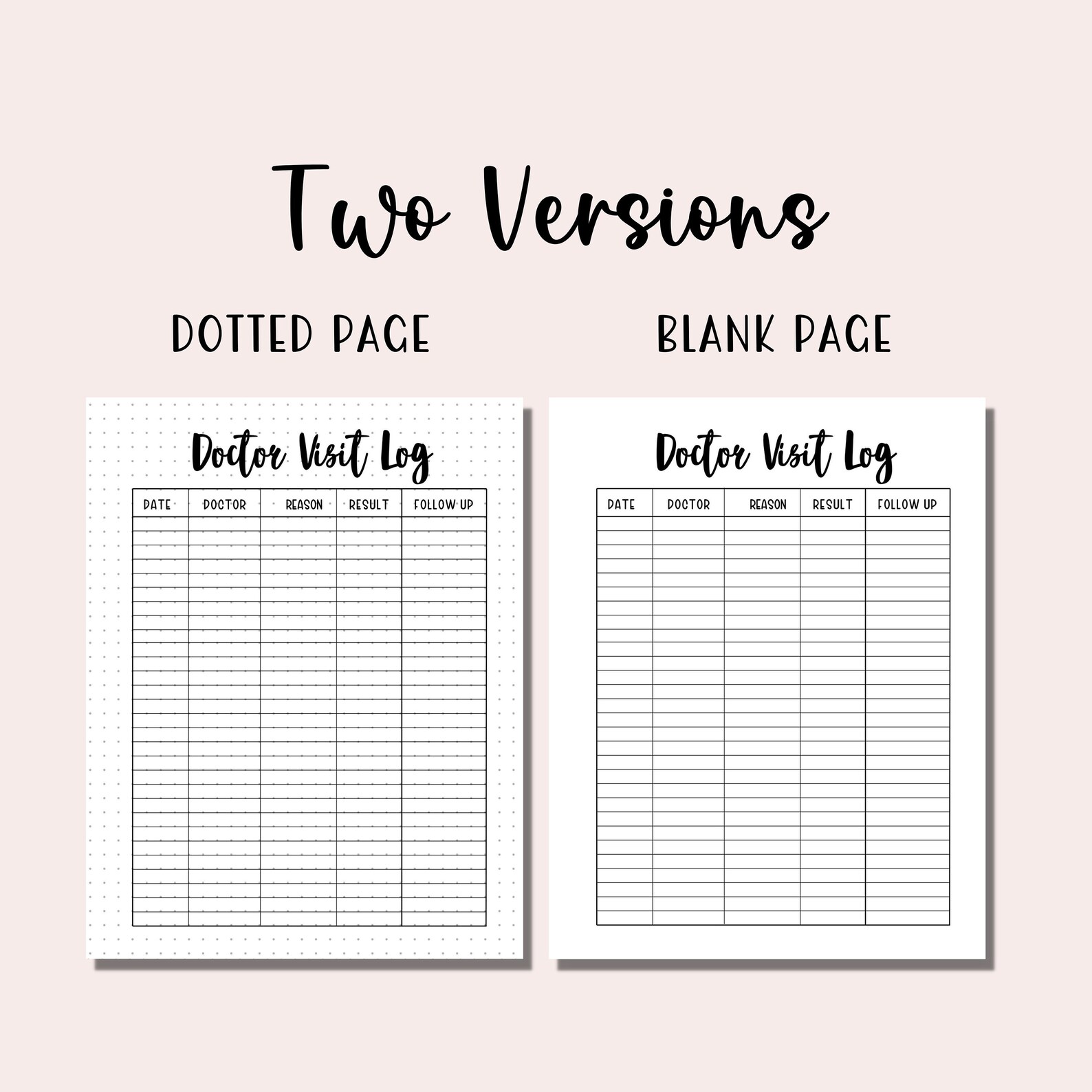 Doctor Visit Log Printable, Doctor Appointment Tracker, Health ...