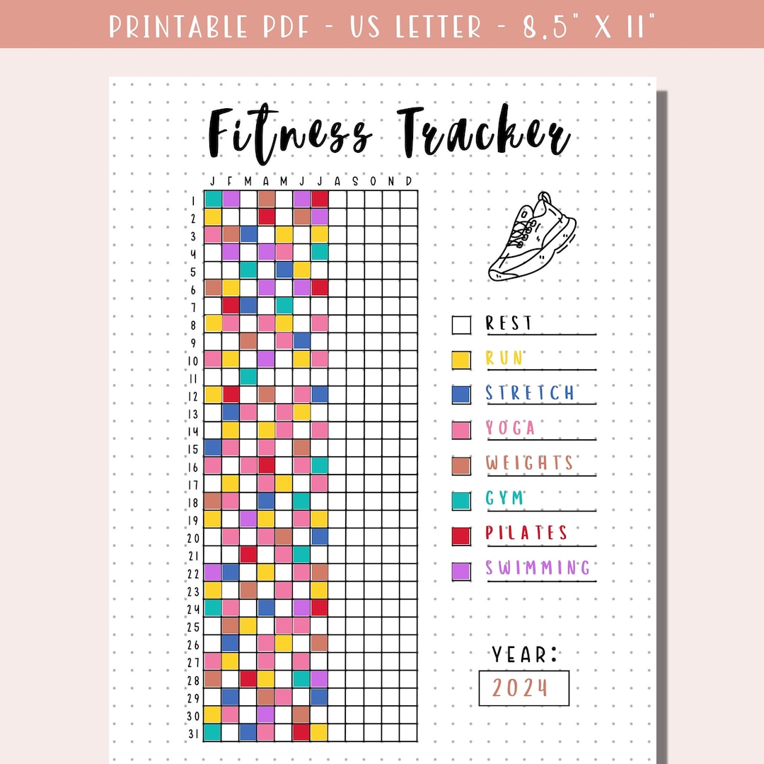Fitness Tracker Printable / Health & Wellness Daily Journal / Exercise ...