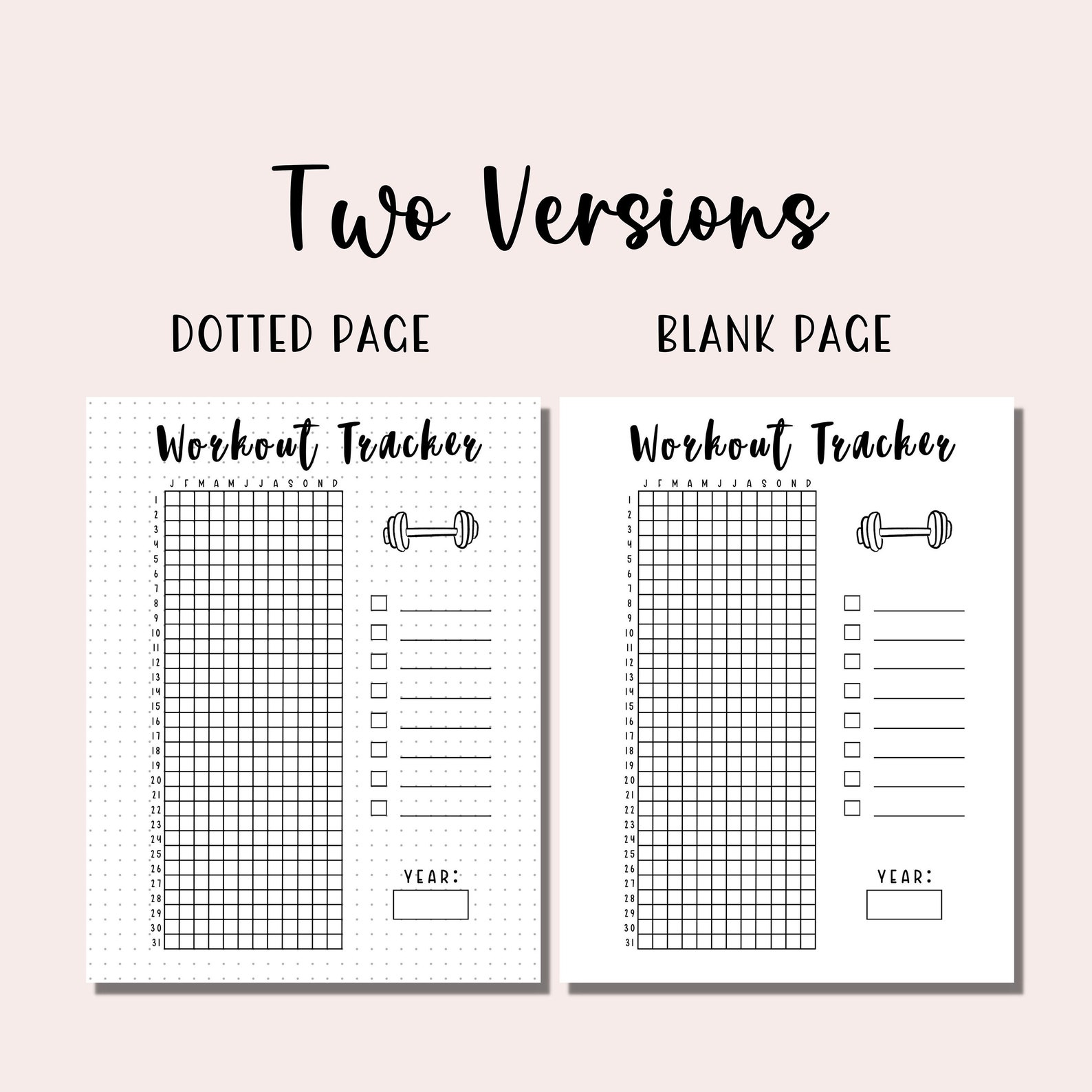 Workout Tracker Printable / Bullet Journal Fitness Tracker / Daily ...