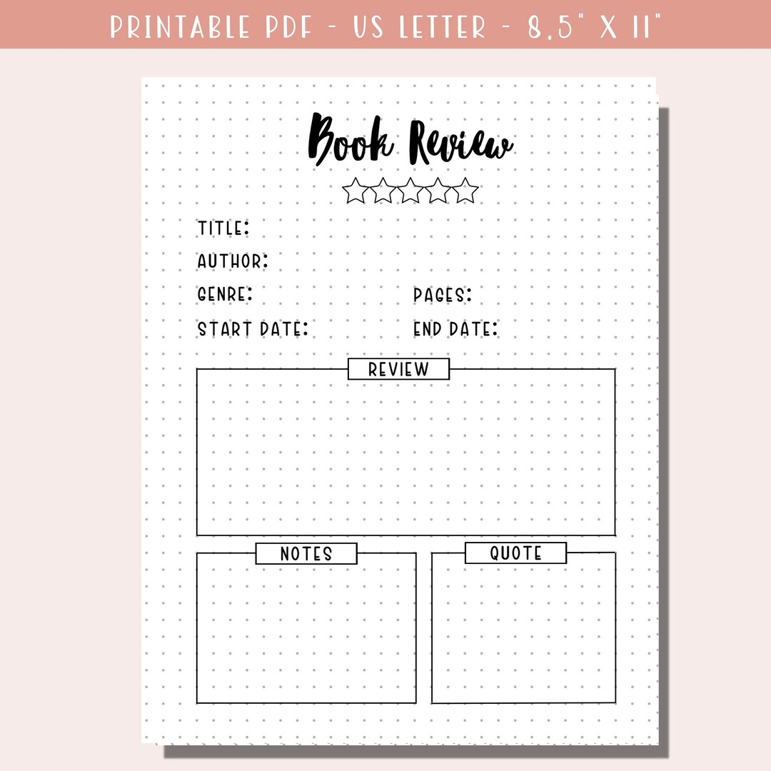 Book Review Printable / Reading Journal / Book Journal / Book Tracker ...