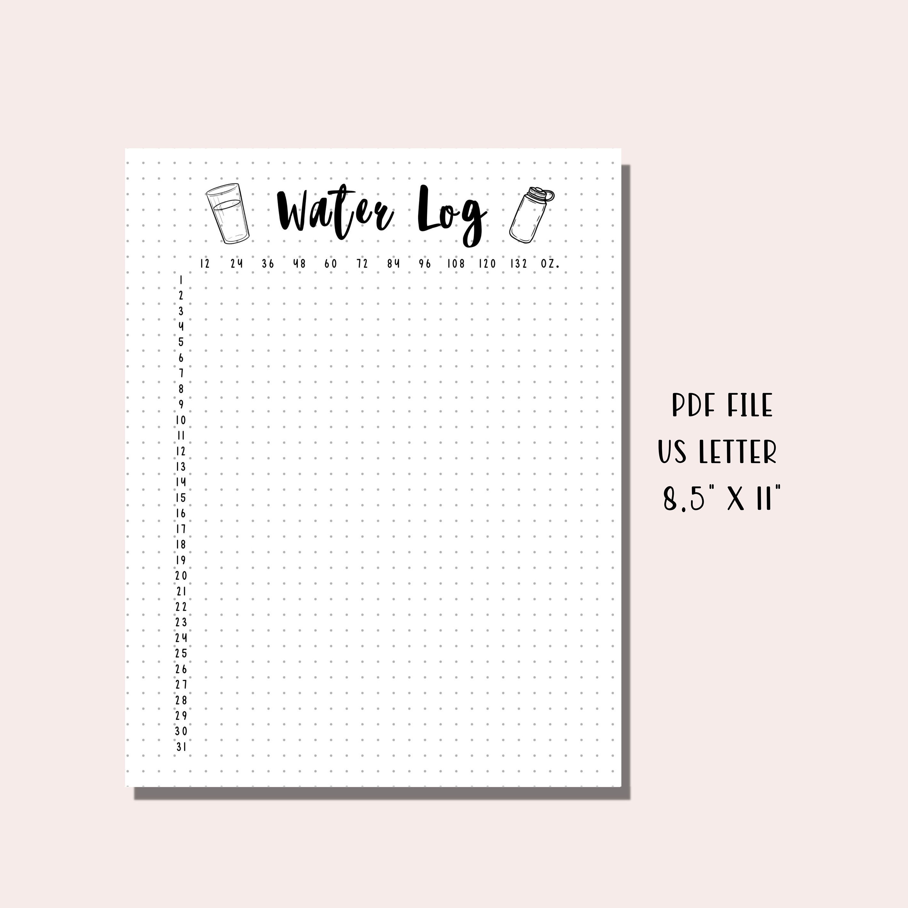 Monthly Water Log Printable / Water Tracker / Health Tracker / Wellness ...
