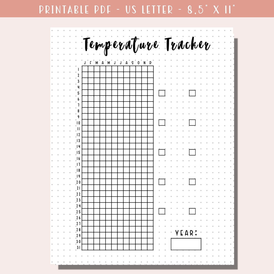 Yearly Temperature Tracker Printable / Annual Temperature Log / Weather ...