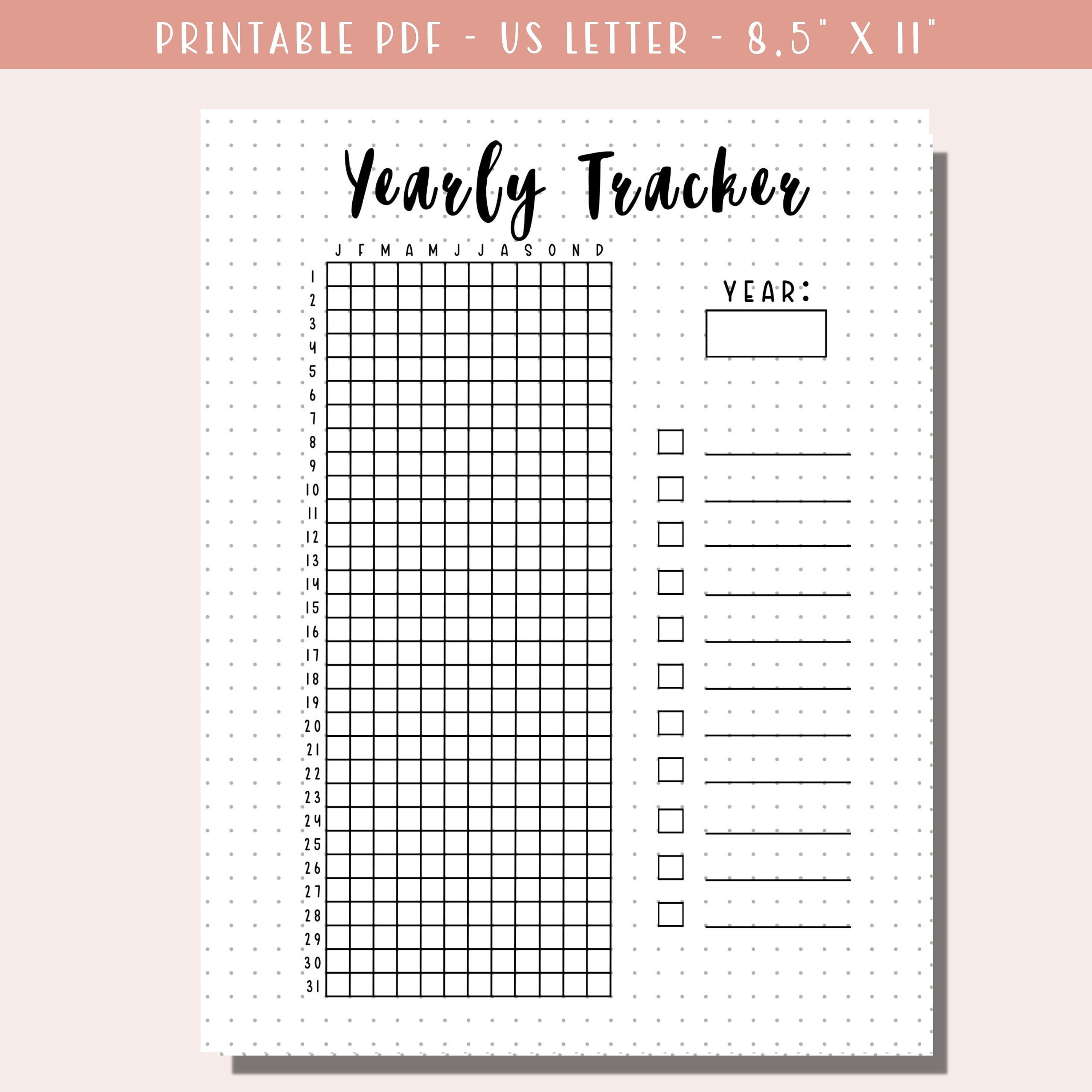Yearly Habit Tracker Printable / Annual Goal Tracker / Planner 2025 ...