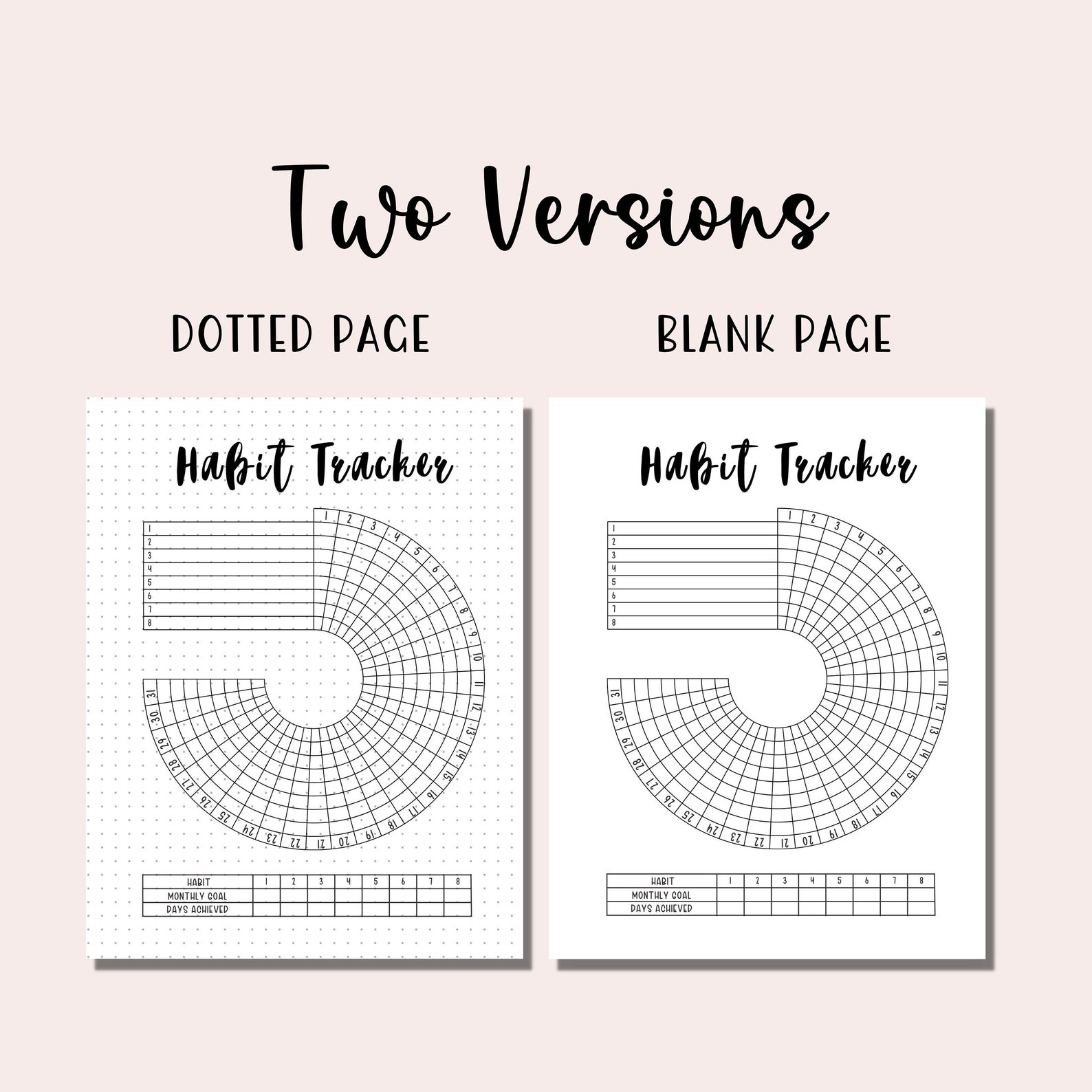 Circle Habit Tracker Printable / Monthly Goal Tracker / Daily Planner ...