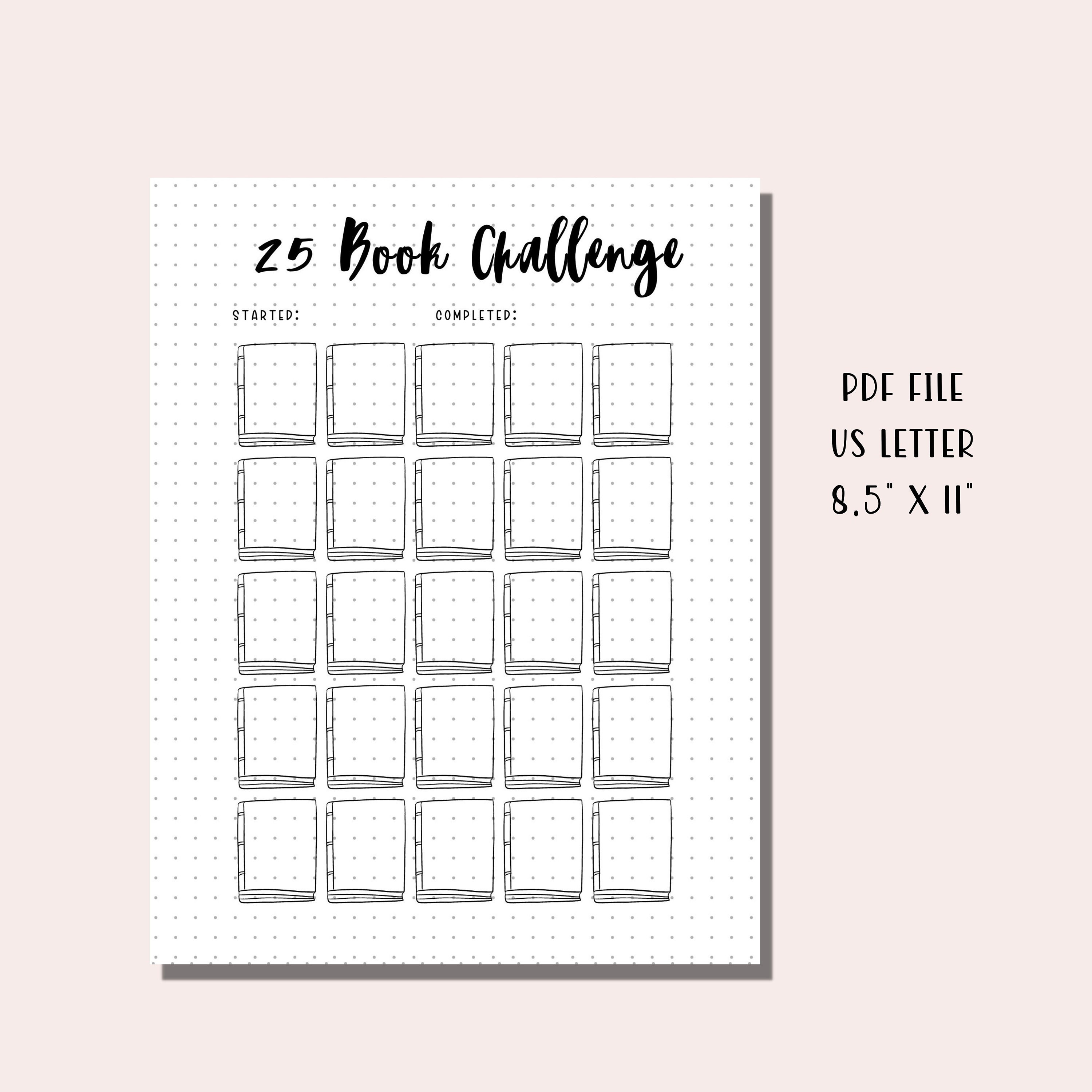 25 Book Challenge Printable / Reading Challenge Tracker / Book Tracker ...