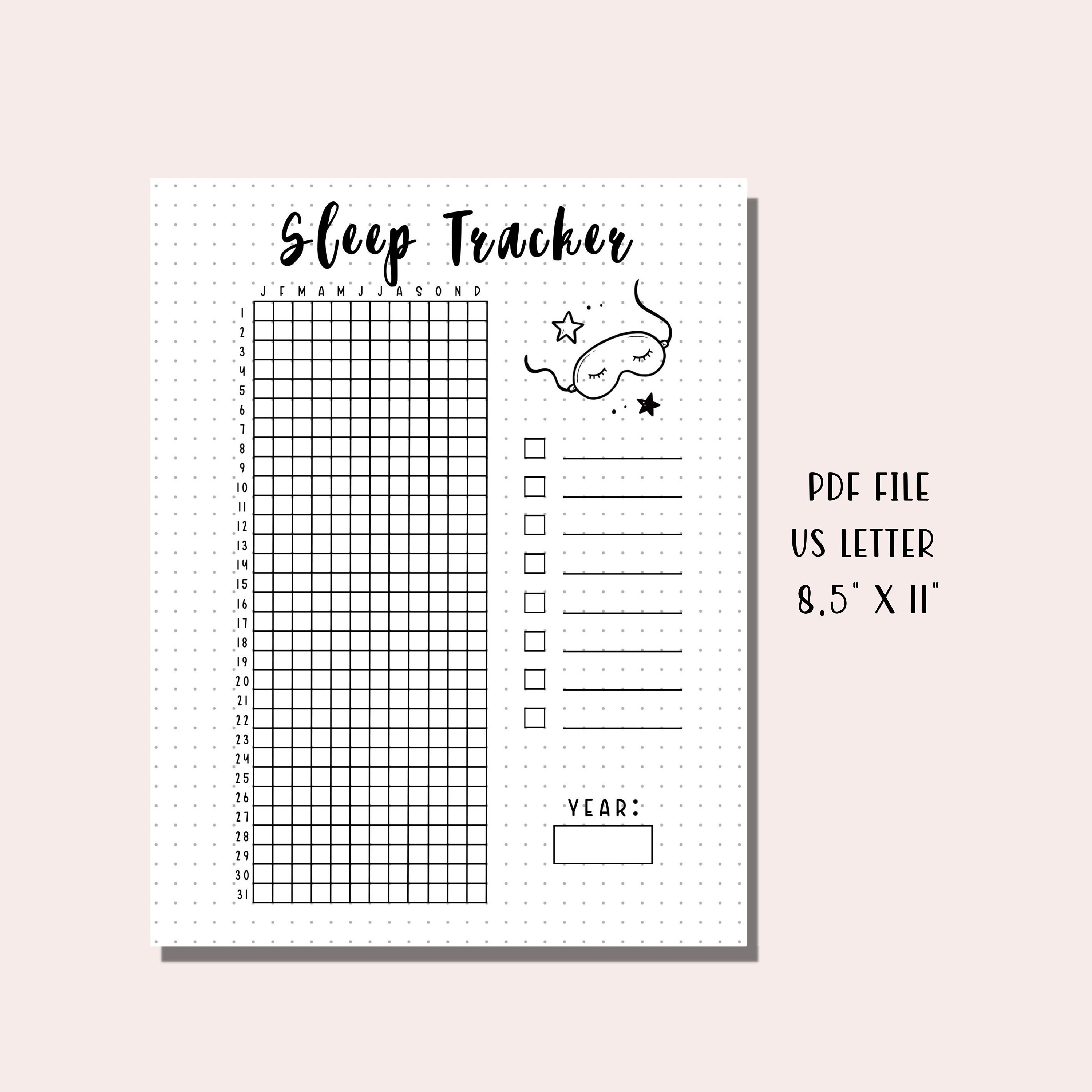 Yearly Sleep Tracker Printable / Pixel Sleep Tracker / Health ...