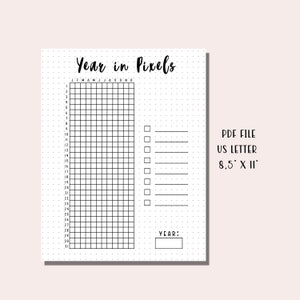 Printable Year in Pixels Tracker With Key/ Mood Tracker / Bullet ...