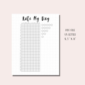 Rate My Day Printable / Daily Mood Tracker Printable / Mood in Pixels ...
