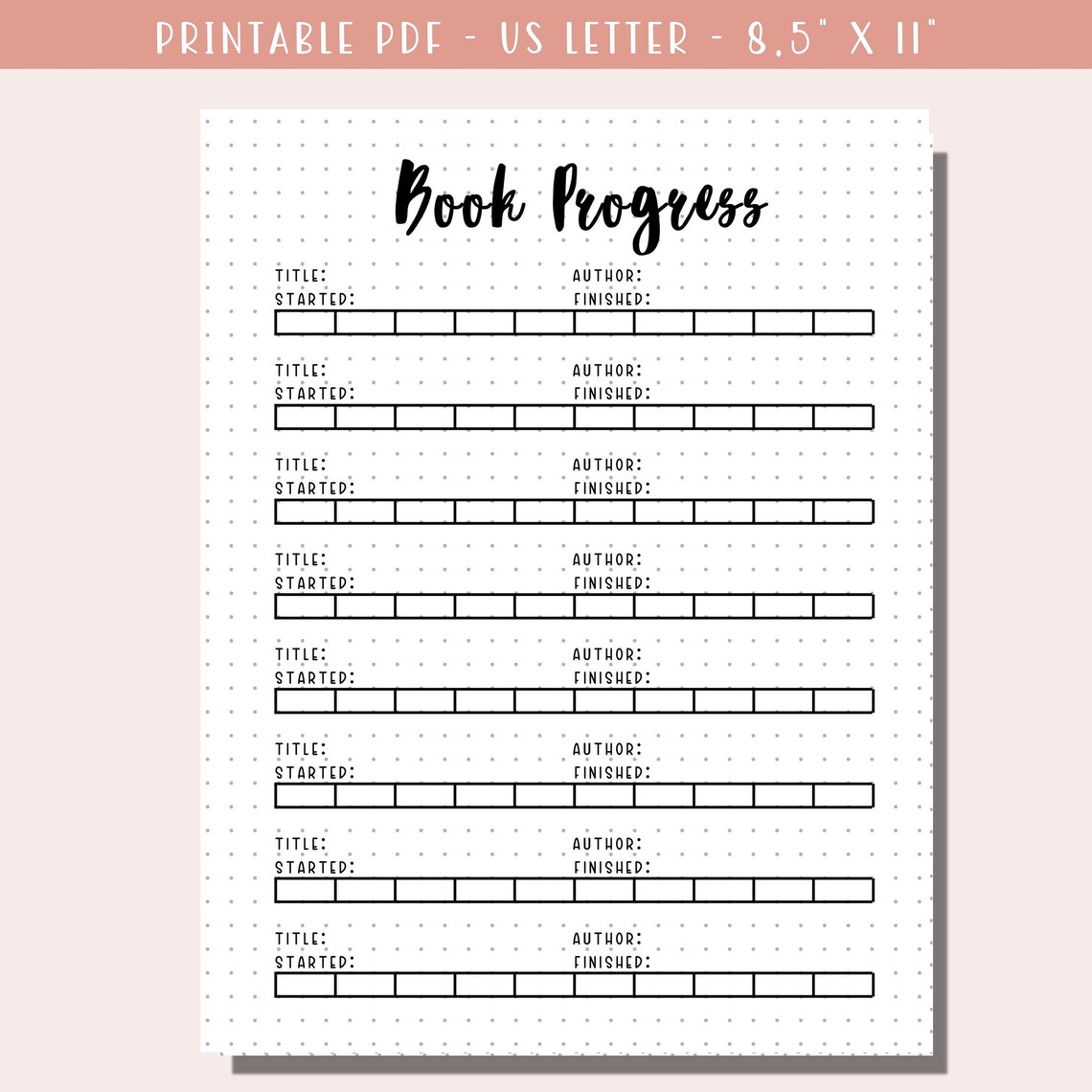 Book Progress Tracker Printable / Reading Tracker / Book Journal / Book ...