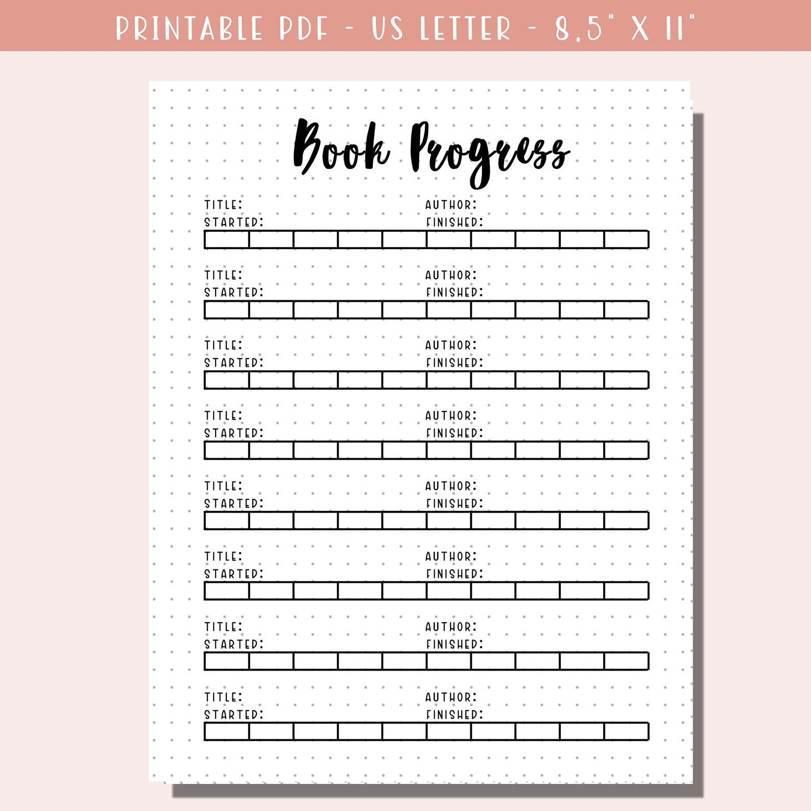 Book Progress Tracker Printable / Reading Tracker / Book Journal / Book ...